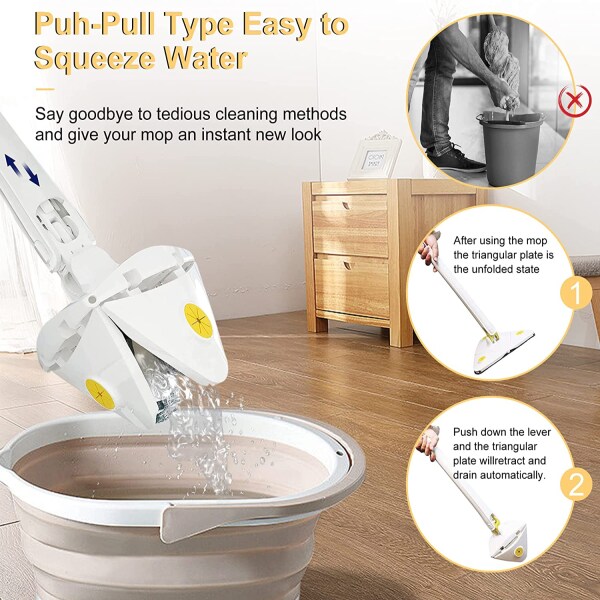 Tallin 360 Degree Rotatable Multifunctional Triangle Mop, Adjustable ...