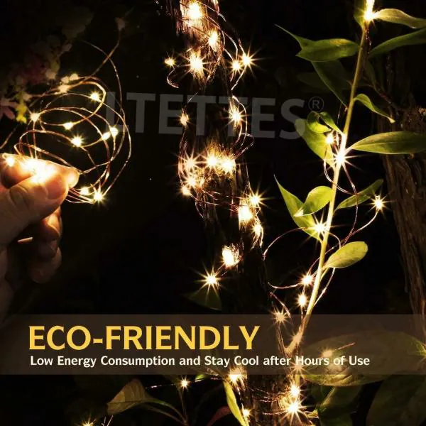 LTETTES Battery Powered Copper Wire LED Fairy String Light 5m and 50 ...