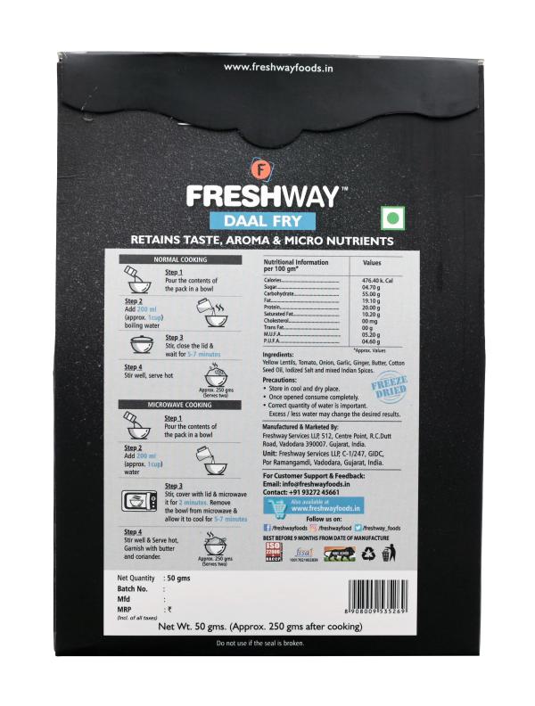 Freshway Ready to Eat Pack of 2 (Daal Fry & Daal Fry) with No Added ...