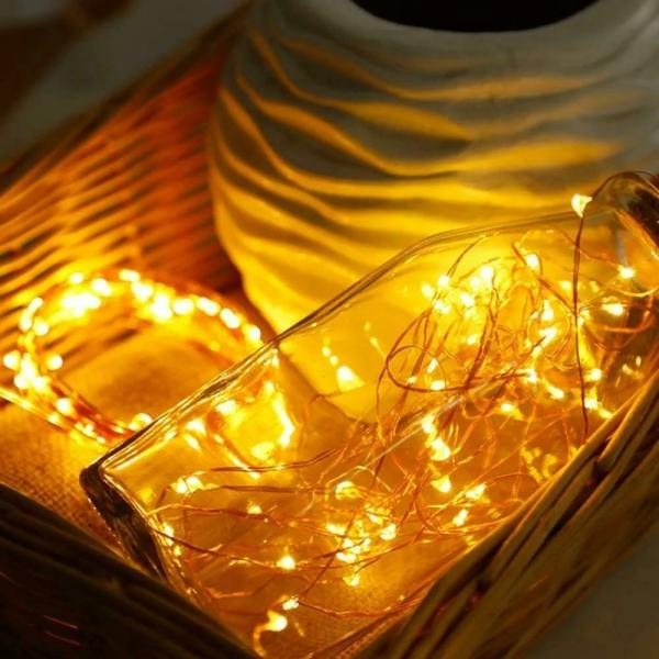 LTETTES Warm White Battery Powered LED Copper Wire String Fairy Light 8 ...
