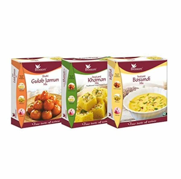 BLOSSOM Gulab Jamun Premix, Khman Premix and Basundi Premix 400 g (Pack ...