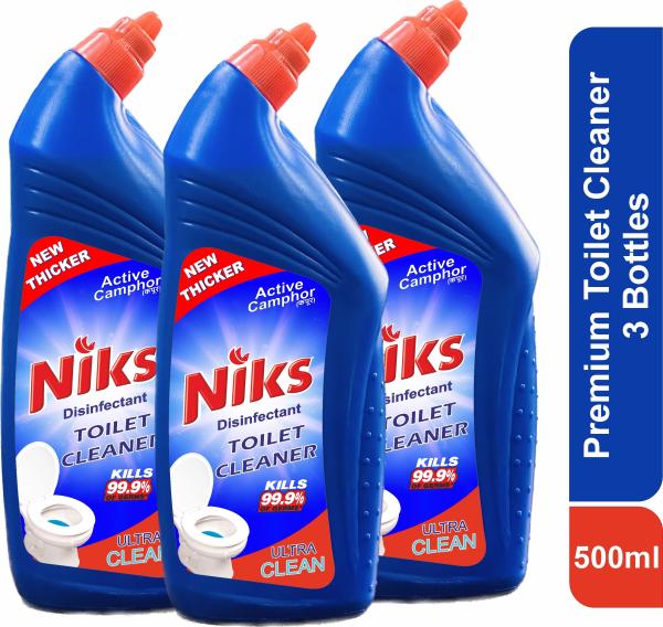 Niks Toilet Cleaner 500ml ( Pack of 3) added camphor . Ultra Cleaning ...