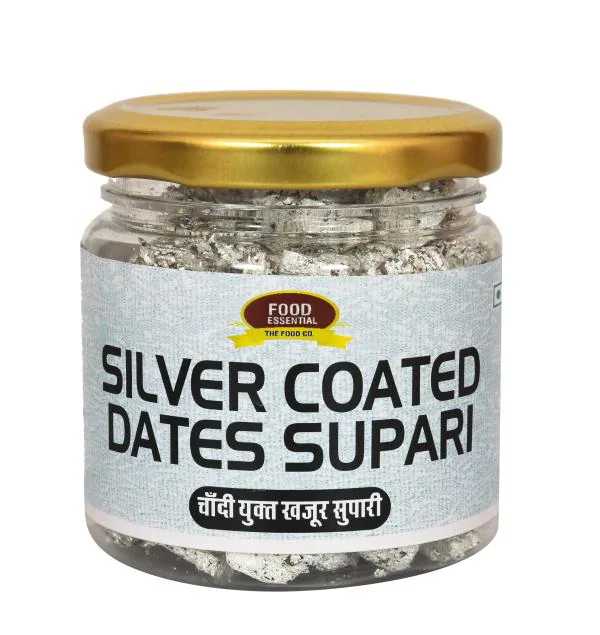 Food Essential Silver Coated Dates Supari 320 gm. Pack of 4 (80 gm ...