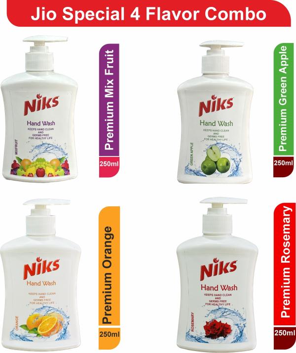 Niks Anti bacterial Premium Hand wash combo 4 flavors 250ml Bootles ...