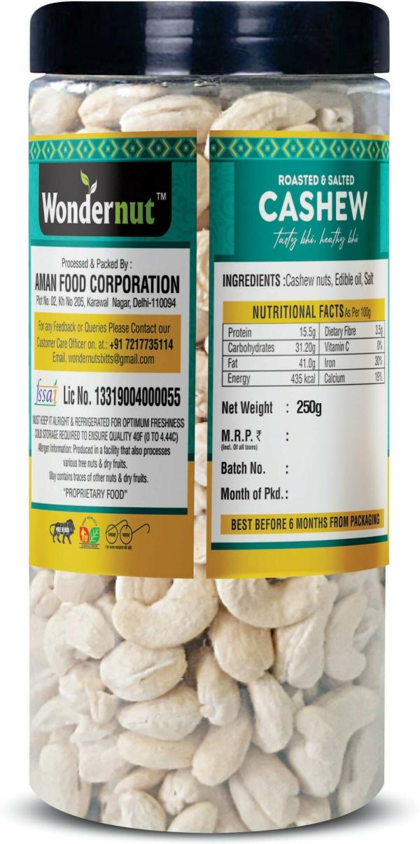Wondernut Dry Fruit Nut Roasted & Salted Cashews 250 g (Pack of 2 ...