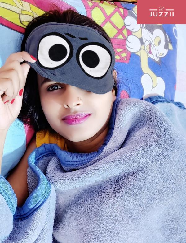 JUZZII Cute Cartoon Velvet Sleeping Eye Shade Mask for Men Women Girls ...