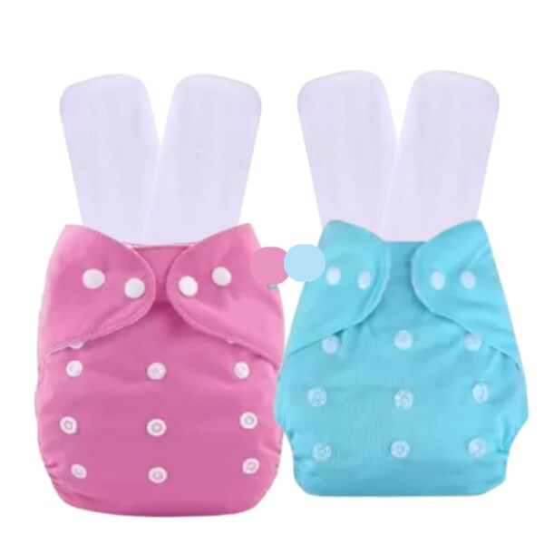 Chubby Cheeks Resuable Solid 2 Cloth Diapers with 4 Pcs of 3 Ply Soft ...