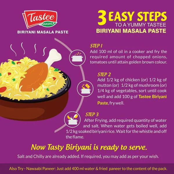 Tastee Masala Dindigul Biryani Masala Paste, Ready to Cook, South ...