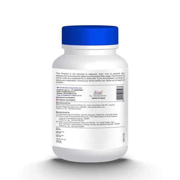 Healthvit Iron Ferrous Fumarate 17MG Supplement 60 Tablets - JioMart