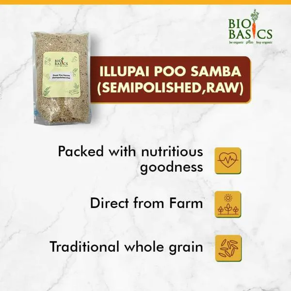 Bio Basics Illupai Poo Samba Rice - 1 kg - JioMart