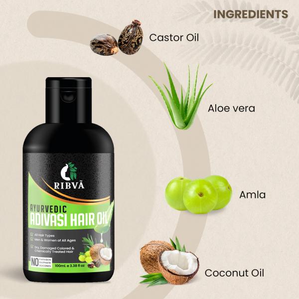 RIBVA Adivasi Herbal Hair Oil for Women and Men for Shiny Hair Long ...