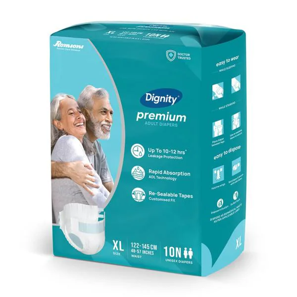 Dignity Premium Adult Diapers, Extra Large, Waist Size 48" - 57" , 10 ...