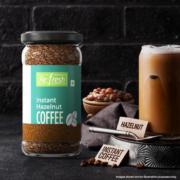 Refresh Hazelnut Instant Coffee 50 Gm | 100% Arabica | Premium Flavour ...