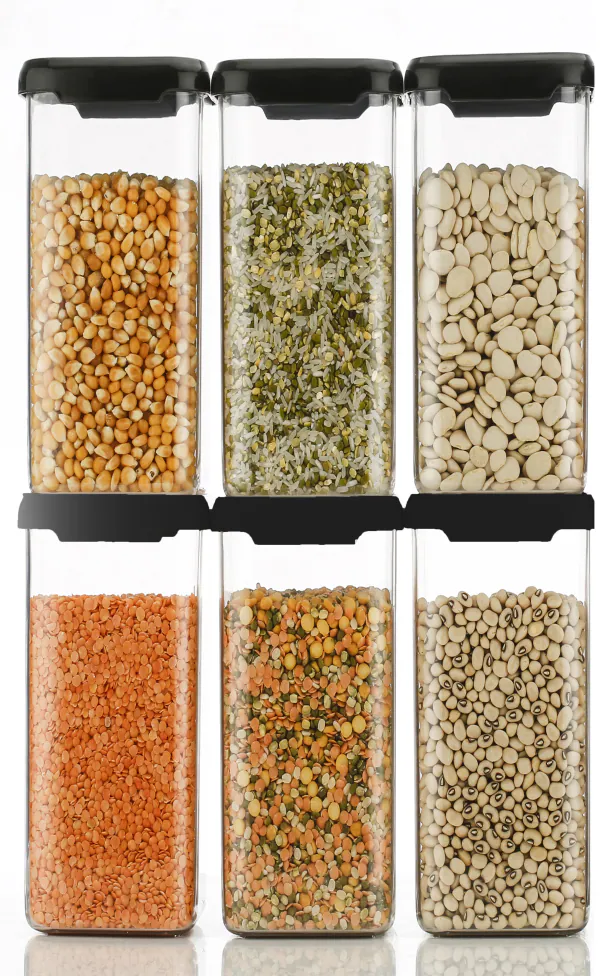 Qtrix Airtight Plastic Square Container Set For Kitchen Storage -1500ml ...