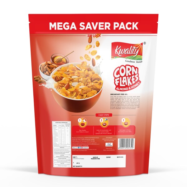 KWALITY Corn Flakes with Almond & Honey - Made with Golden Corns | 99% ...