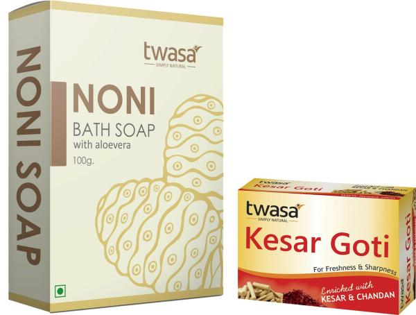Twasa Noni With Alovera And Kesar Goti Bath Soap Combo for Men and Women 125 g (Pack of 2) - JioMart