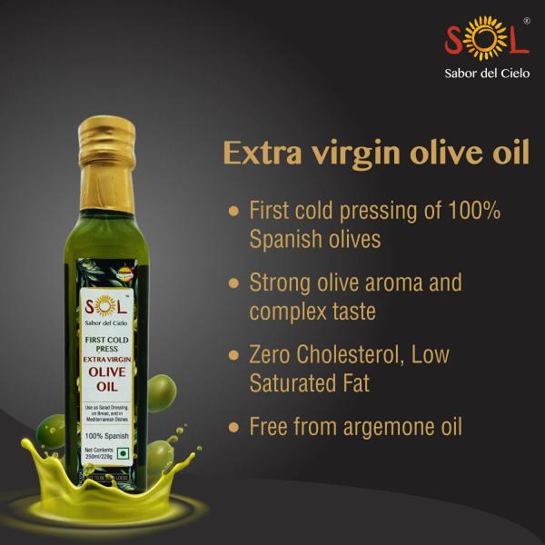 Sol 100% Spanish Extra Virgin Olive Oil Glass Bottle (250ml) - JioMart