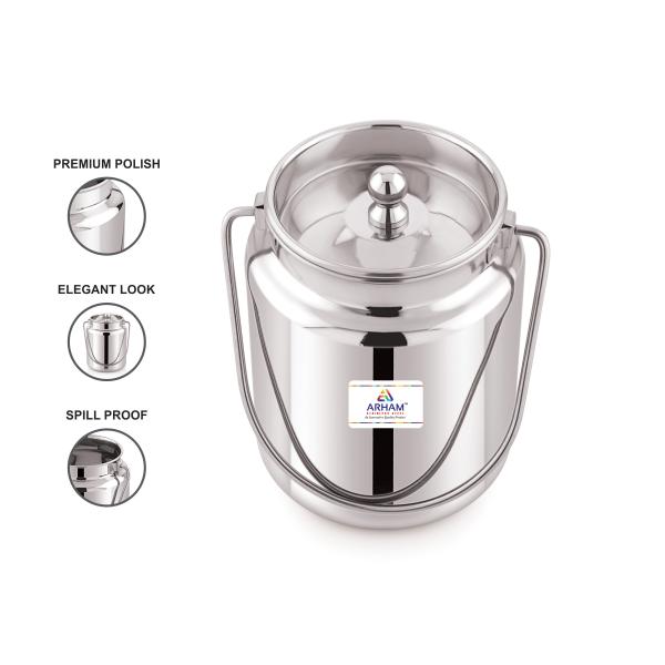 ARHAM STAINLESS STEEL Barni/Akhand Barni/Jointless Milk Can/Oil Can ...