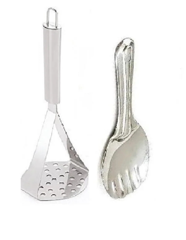 Stainless Steel Potato Masher With Stainless Steel Rice Palta Spoons ...