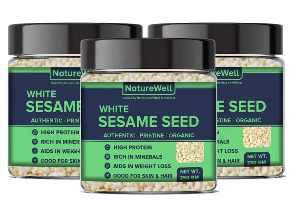 Vedarth Pack of 3 Premium Quality White Sesame Seeds / Safed Til Super ...