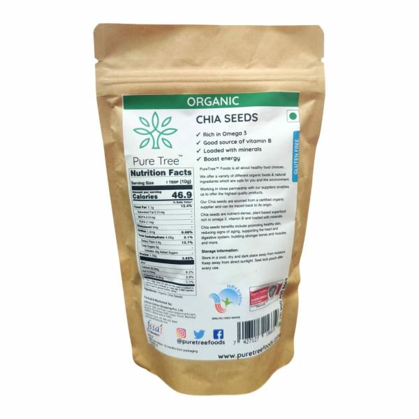 Pure Tree Organic Chia Seeds 450 gm | 100% Vegan | Gluten Free | Non ...