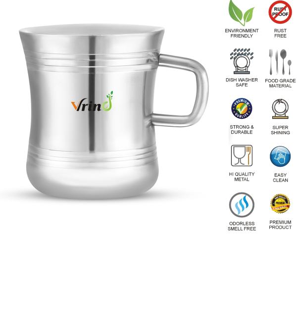 VRIND Stainless Steel Cute Mini Coffee Cups - Double Wall | Damru Shape ...