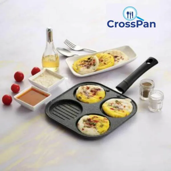 CrossPan NonStick Uttapam / Uttapa Pan, Black ,4 Cups - JioMart