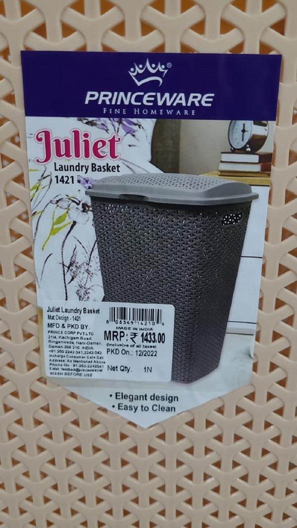 PRINCEWARE-1421 Juliet Laundry Basket With Mat Design - JioMart