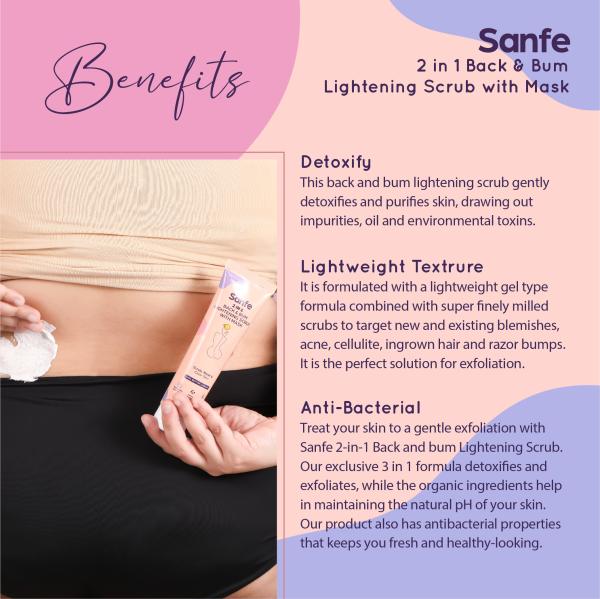 Sanfe 2 in 1 Back & Bum Lightening Scrub with Mask - 100gm - JioMart