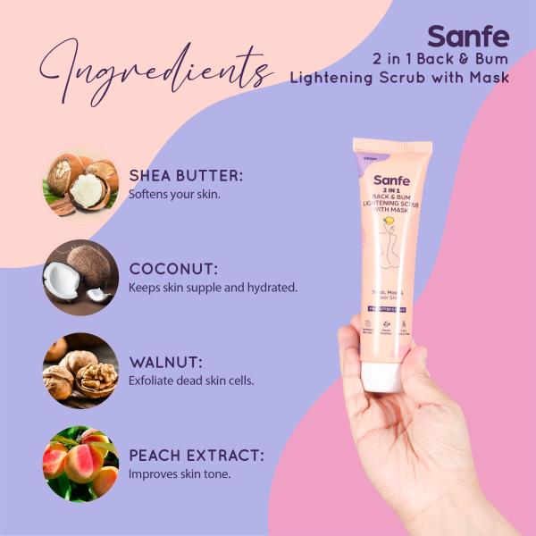 Sanfe 2 in 1 Back & Bum Lightening Scrub with Mask - 100gm - JioMart