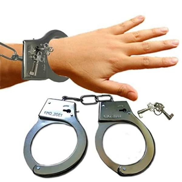 silver prisoner police handcuffs - JioMart