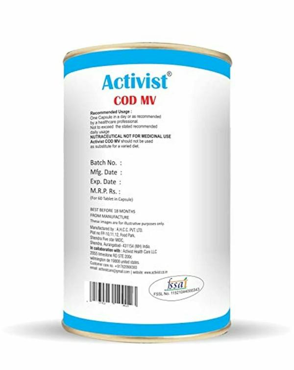 Activist COD MV Capsule Vegetarian Healthy Bones and Teeth 20 Piece ...