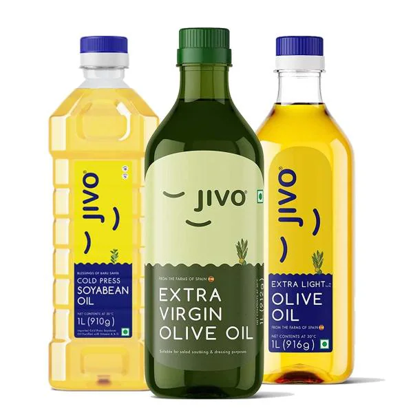 Jivo Cold Press Soyabean Oil, Extra Virgin Olive Oil & Extra - Light Olive Oil (1Litre Each ...