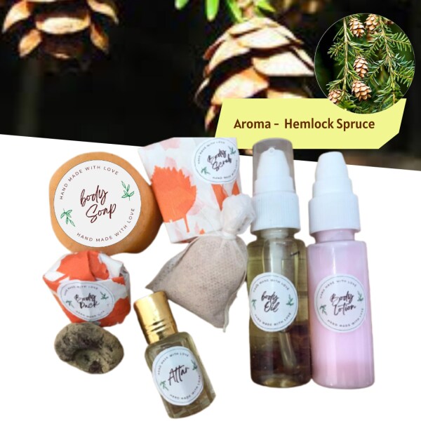Ekoham HEMLOCK SPRUCE ESSENTIAL OIL Skin Care Combo Kit-Body Polishing ...