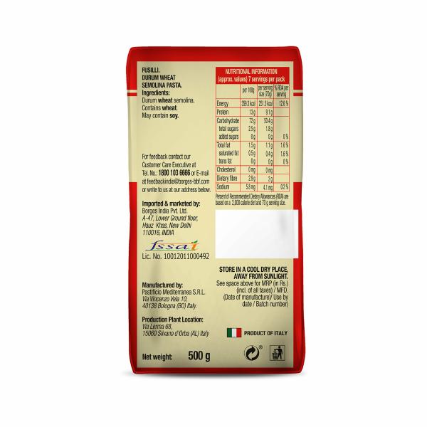 Borges Fusilli Pasta 500g (Pack of 3) - JioMart