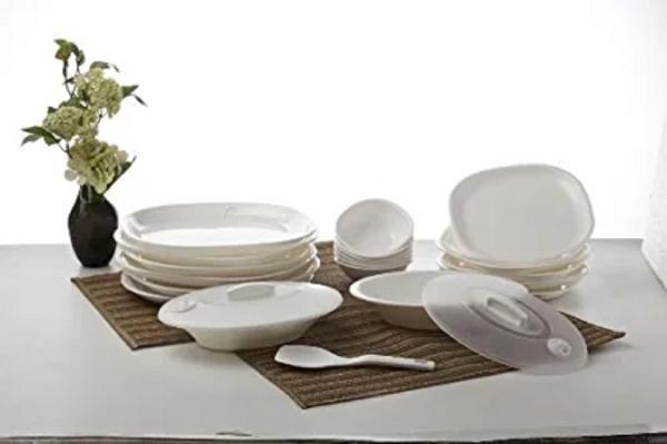 Signoraware Square Plastic Dinner Set, 23 Pieces, White - JioMart