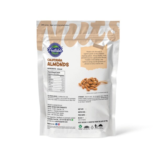 Frutable Premium California Almonds 1kg (Pack of 4) - Good Quality Almond -100% Natural Badam ...