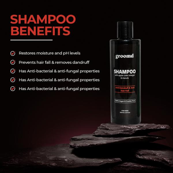 Groomd Anti-Dandruff Shampoo with Apple cider vinegar & Marula oil ...