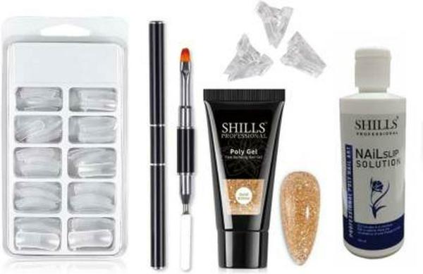 Shills Professional Gold Glitter Nail Art Poly Gel ,Slip Solution ...