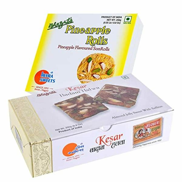 Bhagats Heera Sweets Kesar Badam Halwa and Son Roll with Almonds and ...