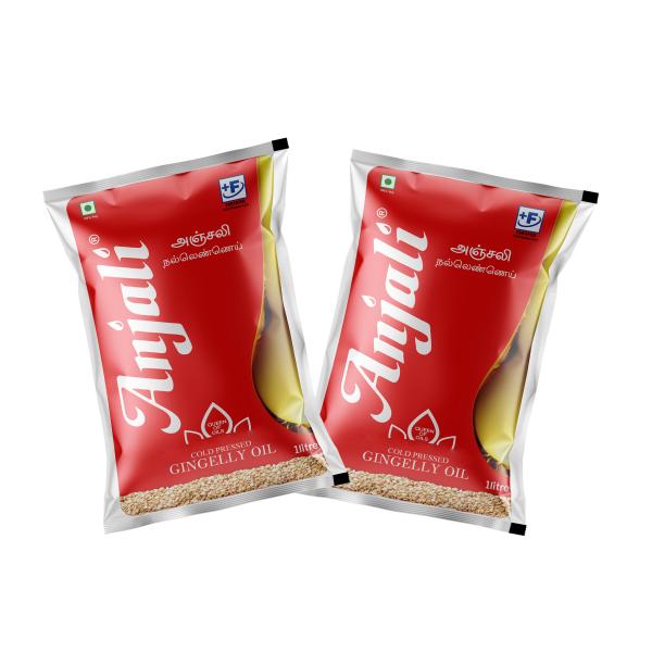 Anjali Gingelly/Sesame Oil 1 Litre Pouch (Pack of 2) - JioMart