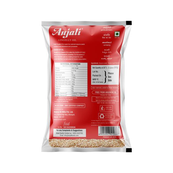 Anjali Gingelly/Sesame Oil 1 Litre Pouch (Pack of 2) - JioMart