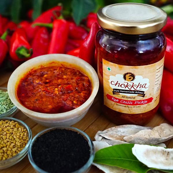 Chokkha Pure Homemade Red Chilli Pickle (Lal Mirch Achar), Chutney Form ...