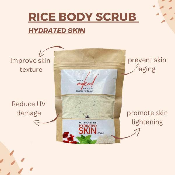 PURE NAKED NATURE Rice Body Scrub exfoliating skin whitening & hydrated ...