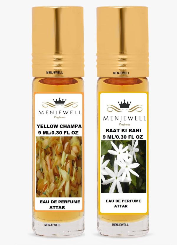 Menjewell Pack Of 2PC Attar(Yellow Champa 9ML,Rat Ki Rani 9ML) Floral ...