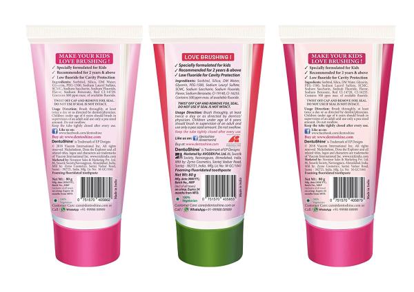 DentoShine Gel Toothpaste for Kids - Pack of 3 Flavors (Strawberry ...
