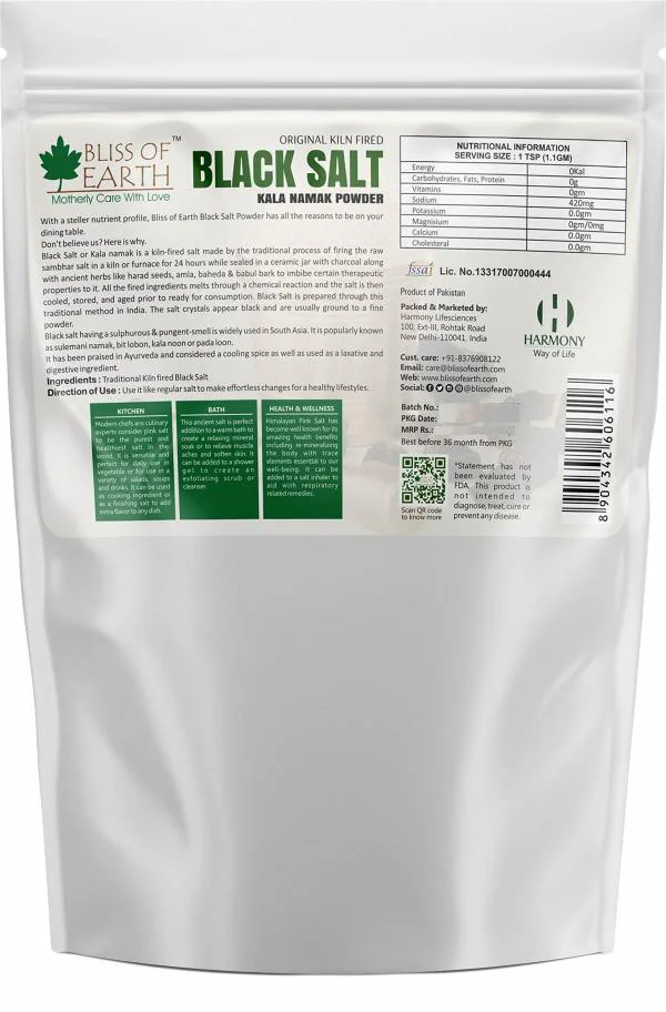Bliss of Earth 500GM Traditional Kiln Fired Black Salt Powder Kala ...