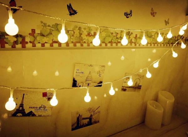 LTETTES Warm White Ball Globe LED String Light 16 cm and 100 Lights ...