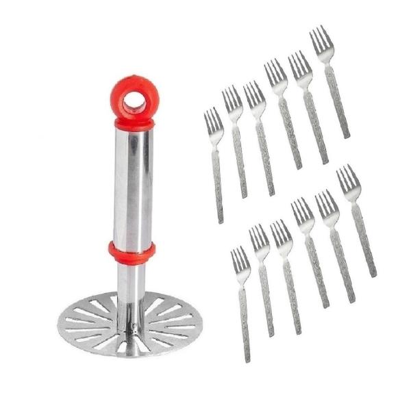 Stainless Steel Potato Potato Masher With Stainless Steel Fork Set and ...
