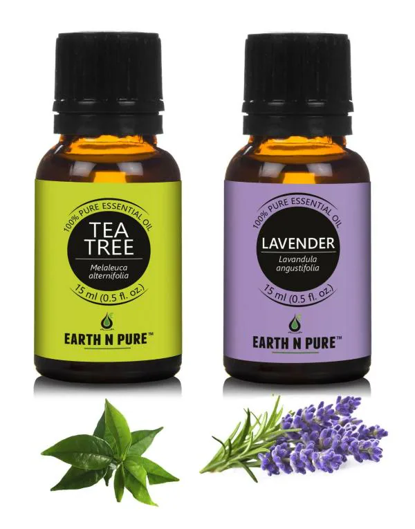 Earth N Pure Tea Tree & Lavender Essential Oils | Pack Of 2 (15 ml each ...